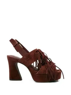 Ash Fringe-detailed Platform Sandals - Brown