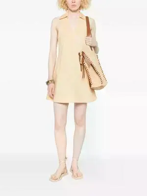 Patrizia Pepe V-neck Cotton Mini Dress - Yellow