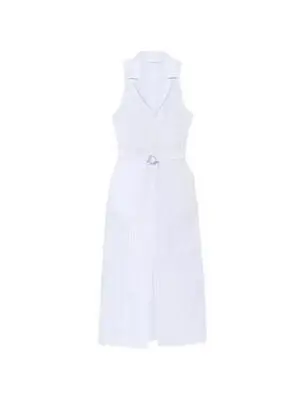 Patrizia Pepe Striped Belted Midi Dress - White