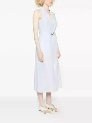Patrizia Pepe Striped Belted Midi Dress - White