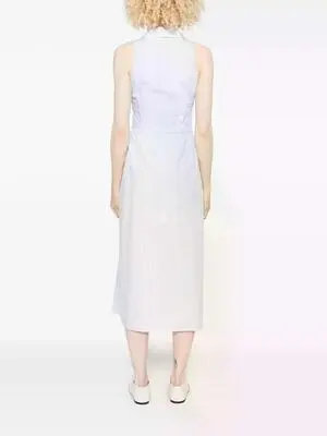 Patrizia Pepe Striped Belted Midi Dress - White