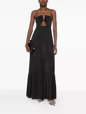 Patrizia Pepe Maxi Cut-out Satin Dress - Black