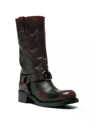 Officine Creative Dana 004 Leather Biker Boots - Brown