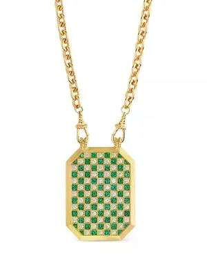 MARIE LICHTENBERG Checkered Emerald And Diamond Necklace