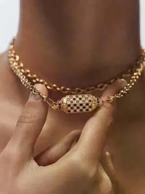 MARIE LICHTENBERG Diamond Checker Locket Necklace