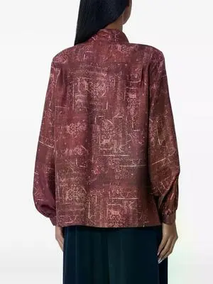Max Mara Printed Silk Shirt - Red