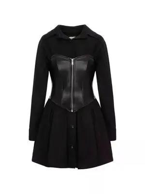 HAMZA Maris Zip-up Leather Corset Dress - Black