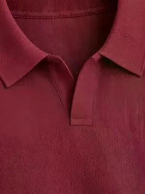 FRANZESE COLLECTION Ribbed V-neck Cotton Polo Shirt