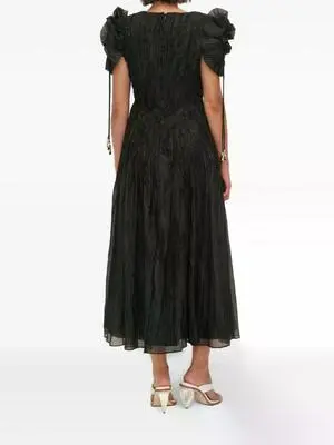 Aje Angeli Pintuck Puff Sleeve Midi Dress