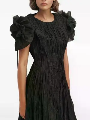 Aje Angeli Pintuck Puff Sleeve Midi Dress