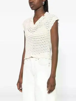 FORTE_FORTE Bead-appliqué Crochet Top