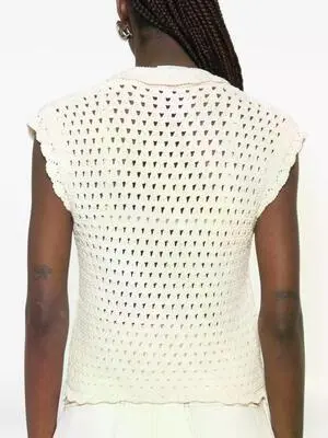 FORTE_FORTE Bead-appliqué Crochet Top