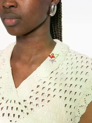FORTE_FORTE Bead-appliqué Crochet Top
