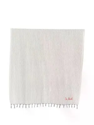 MC2 SAINT BARTH Striped Tasselled Beach Towel - Neutrals