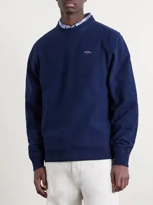 NOAH Logo-embroidered Cotton-jersey Sweatshirt - Blue