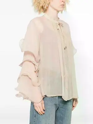 PHILIA LOFT Ruffled Tie-neck Blouse