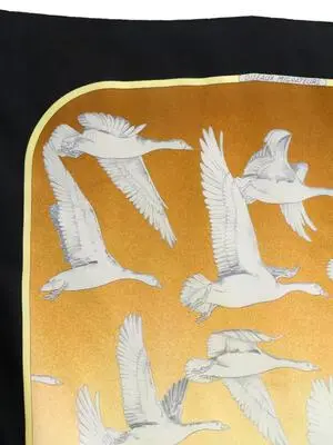 Hermès 1970s Oiseaux Migrateurs Silk Scarf - Black