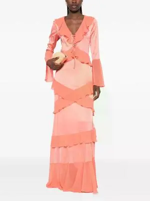 LES FILLES D'EVA Ruffled Maxi Dress - Pink