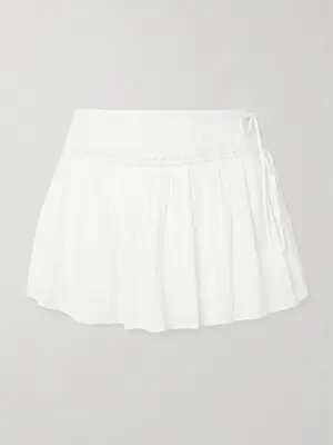Posse Danielle Lace-trimmed Cotton Skort - White