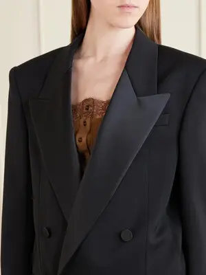Saint Laurent Double-breasted Grain De Poudre Wool Blazer - Black