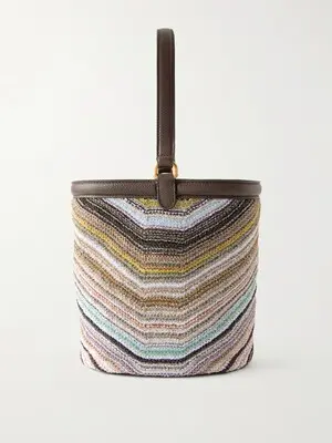 Missoni Leather-trimmed Metallic Crochet-knit Tote - Brown