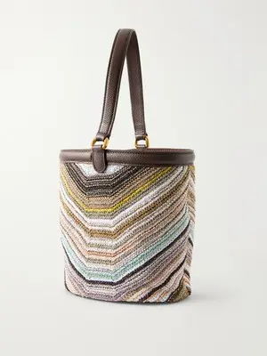 Missoni Leather-trimmed Metallic Crochet-knit Tote - Brown