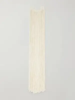Alaïa Fringed Crocheted Scarf - Neutrals