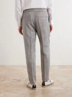 Brunello Cucinelli Straight-leg Pleated Herringbone Trousers - Brown