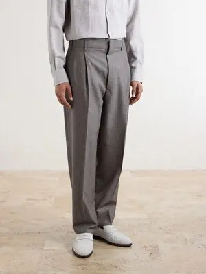 Brunello Cucinelli Straight-leg Pleated Wool Suit Trousers - Brown
