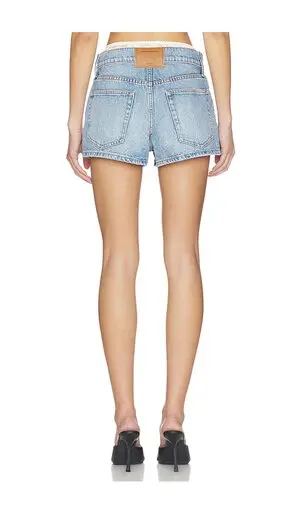 Alexander Wang Silk Trim Mid Rise Denim Shorts - Blue