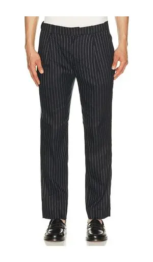 KHALHON Daisy Stripe Linen Trousers - Blue