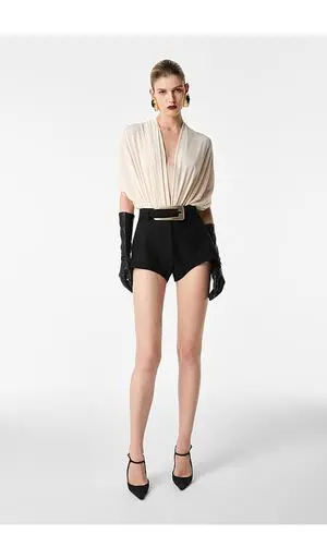 Revolve High-waisted A-line Hot Shorts With Belt Loops - Black