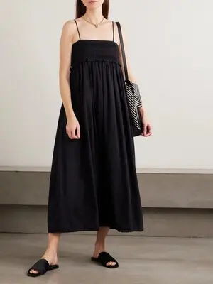 Posse Danielle Lace-trimmed Cotton Midi Dress - Black