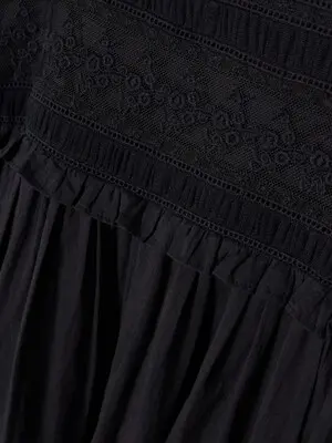 Posse Danielle Lace-trimmed Cotton Midi Dress - Black