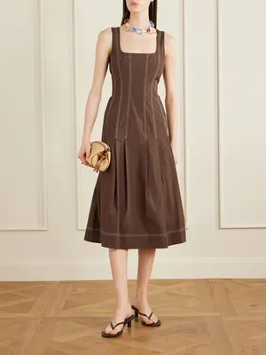 Veronica Beard Jolie Cotton-blend Poplin Midi Dress