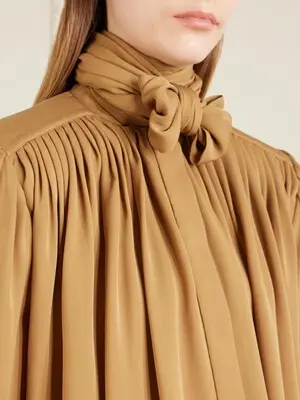 Khaite Vali Silk-georgette Blouse With Pussy-bow - Neutrals