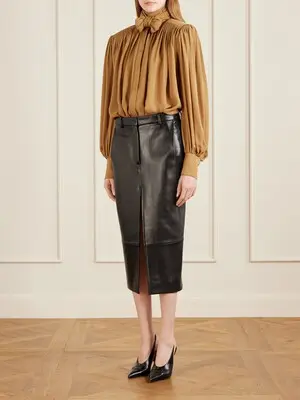 Khaite Vali Silk-georgette Blouse With Pussy-bow - Neutrals