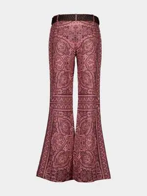 Zimmermann Flared Paisley Linen Pants
