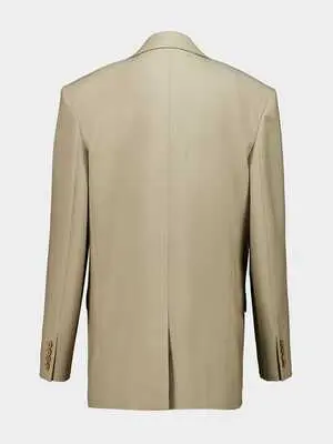 Saint Laurent Single-breasted Virgin Wool And Silk Jacket - Beige