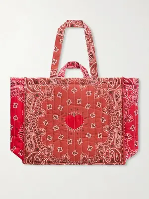 CALL IT BY YOUR NAME Maxi Cabas Coeur Quilted Printed Tote - Red