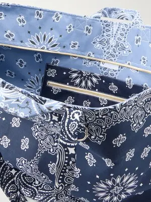 CALL IT BY YOUR NAME Maxi Basket Printed Cotton Tote - Blue
