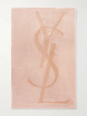 Saint Laurent Grand Carre Rayures Cassandre Cashmere And Silk-blend Scarf - Neutrals