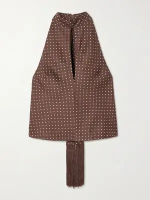 Posse Phoebe Polka-dot Tencel Lyocell Halterneck Top - Brown