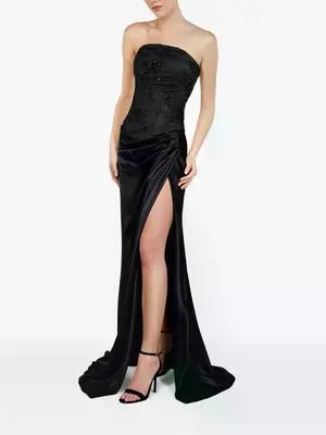 ALEXIA & ANTONIA Draped Side-slit Maxi Skirt