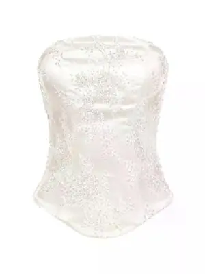 ALEXIA & ANTONIA Embellished Lace Top - Neutrals