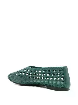 AUGUSTA Ava Woven Leather Flat Pumps - Green