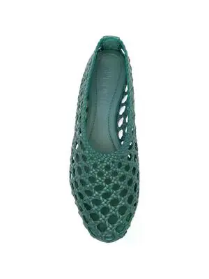 AUGUSTA Ava Woven Leather Flat Pumps - Green
