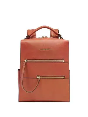 PIQUADRO Leather Zip Backpack - Orange