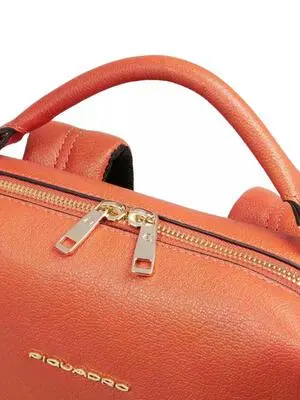 PIQUADRO Leather Zip Backpack - Orange