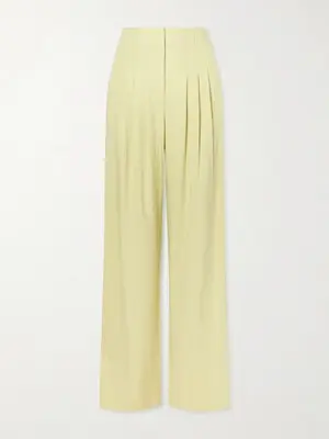 Veronica Beard Hoyt Linen-blend Twill Wide-leg Pants - Green